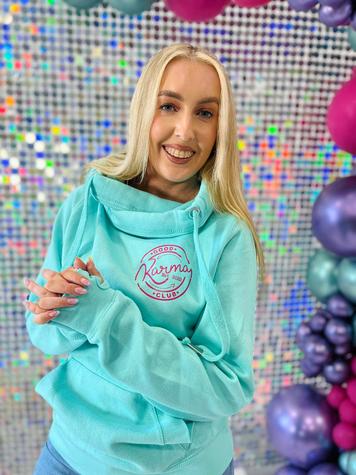 GOOD KARMA CLUB REVERSE PRINT CROSS NECK HOODIE – ThePaperPress